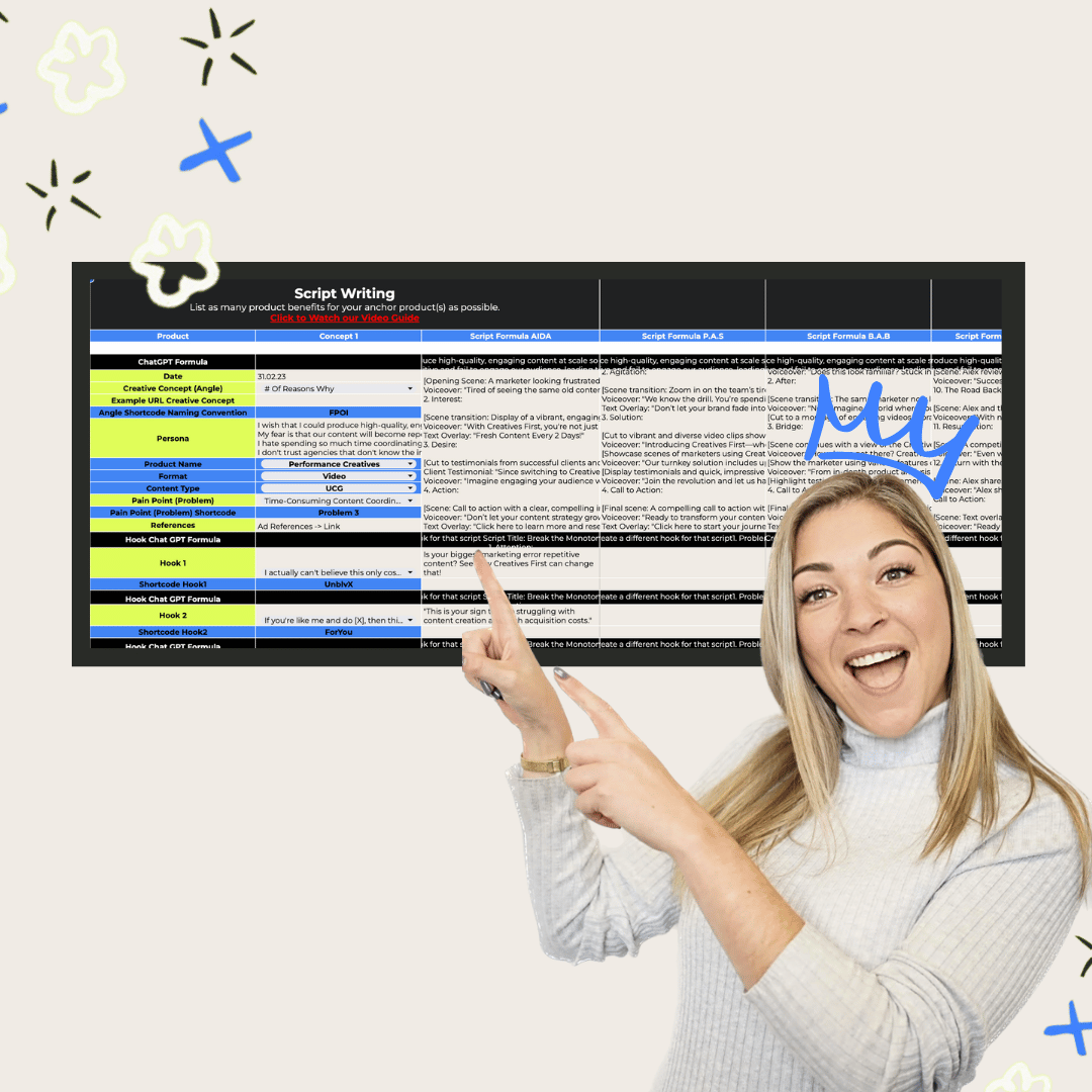 Creatives First's Scripting Mastersheet